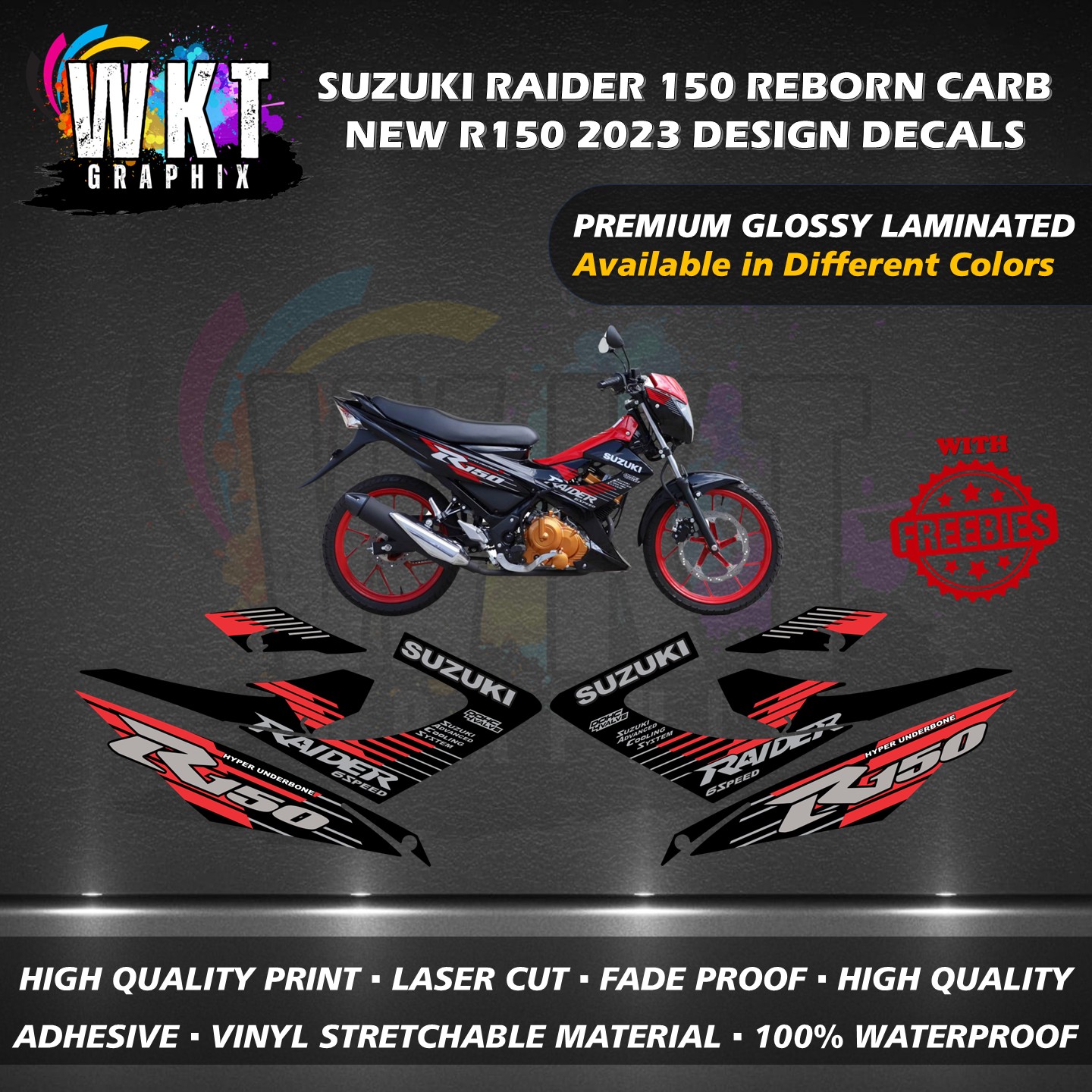 SUZUKI RAIDER 150 REBORN CARB NEW R150 2023 DESIGN DECALS (WATERPROOF ...