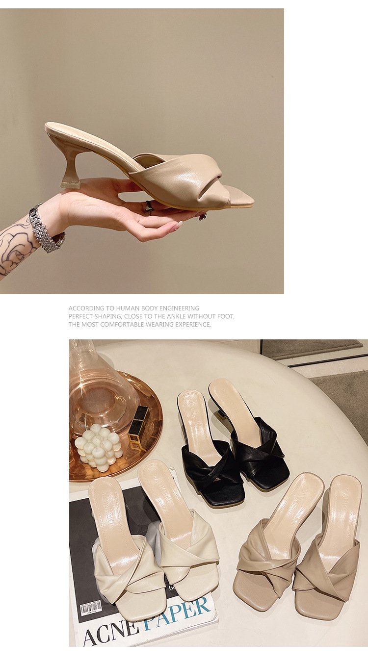 LYS New Korean sandals square toe stiletto women 2 inches heels sandals ...