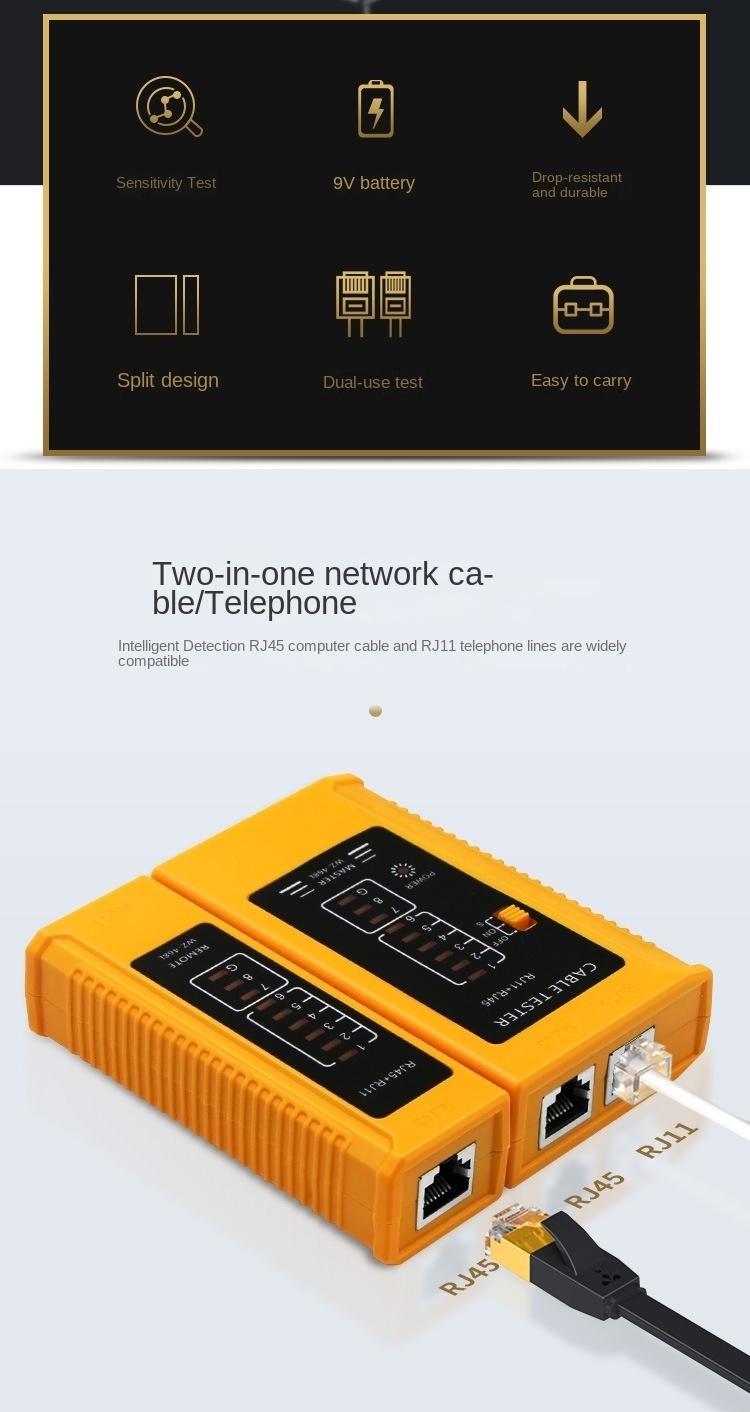 Network Cable Tester Test Tool RJ45 RJ11 RJ12 CAT5 CAT6 UTP USB LAN ...