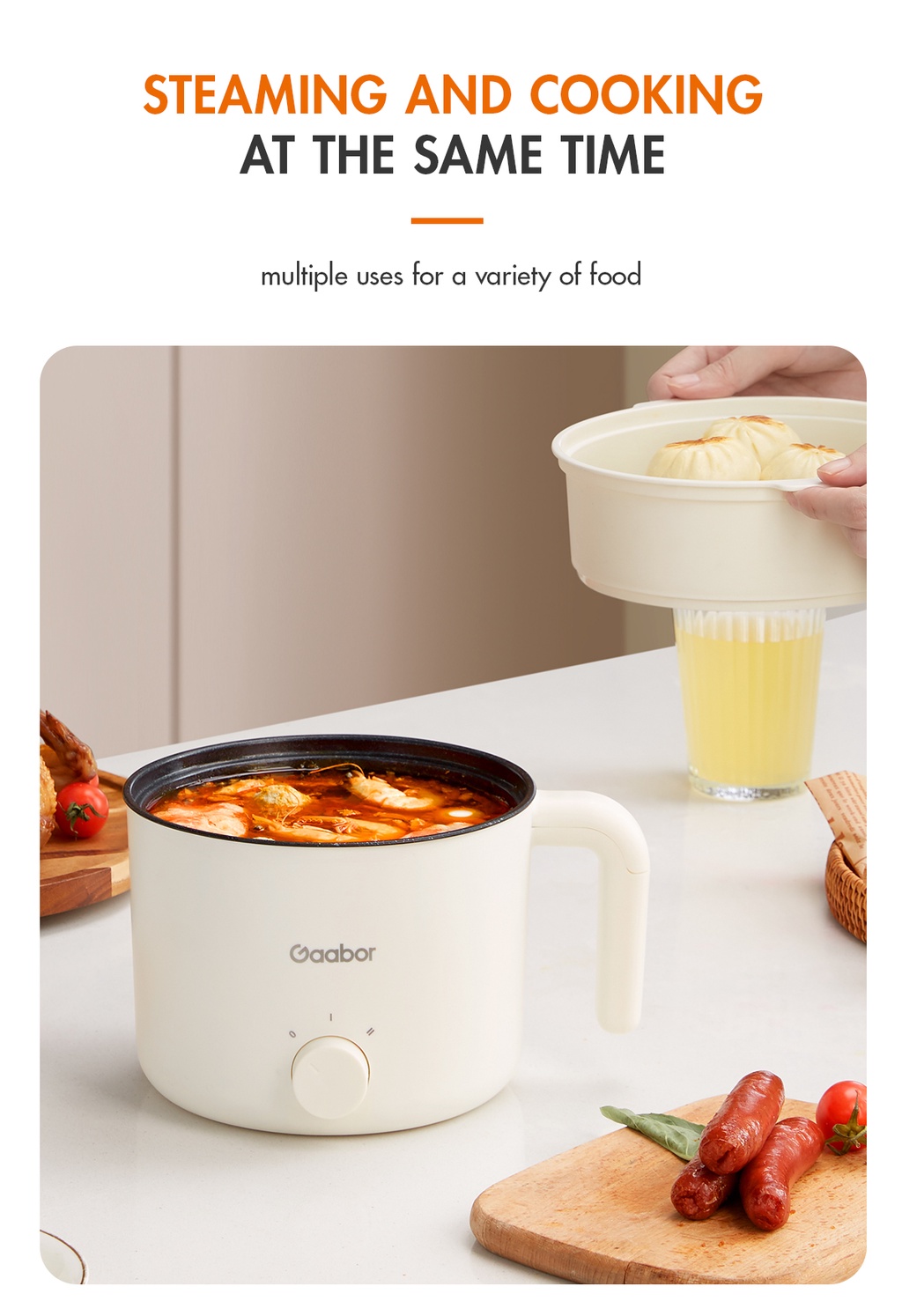 Gaabor Joyoung Electric Pot with Steamer Non-stick 1.5L Pot 1L/1.2L Steamer | Shopee Philippines