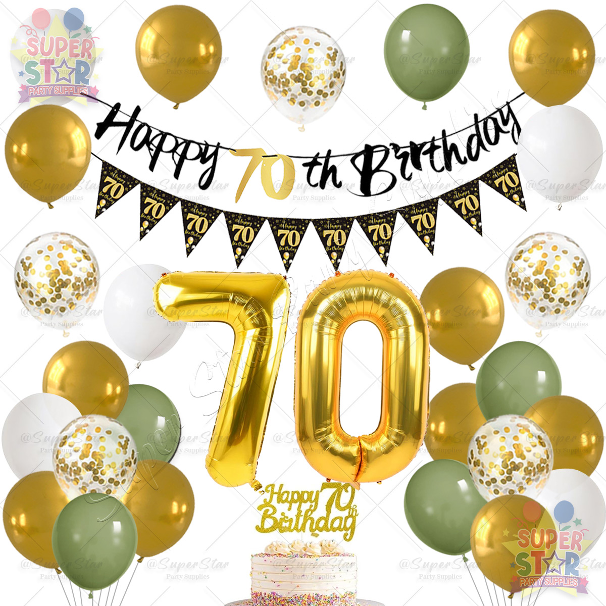 70th birthday decoration set 28pcs birthday number balloons Milestone ...