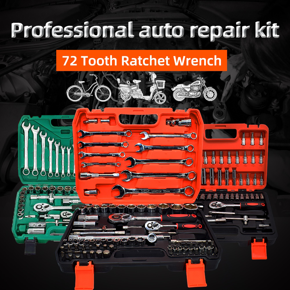 【Lifetime warranty】Tool box 82pcs/61pcs motorcycle tool set portable tools set Ratchet wrench ...