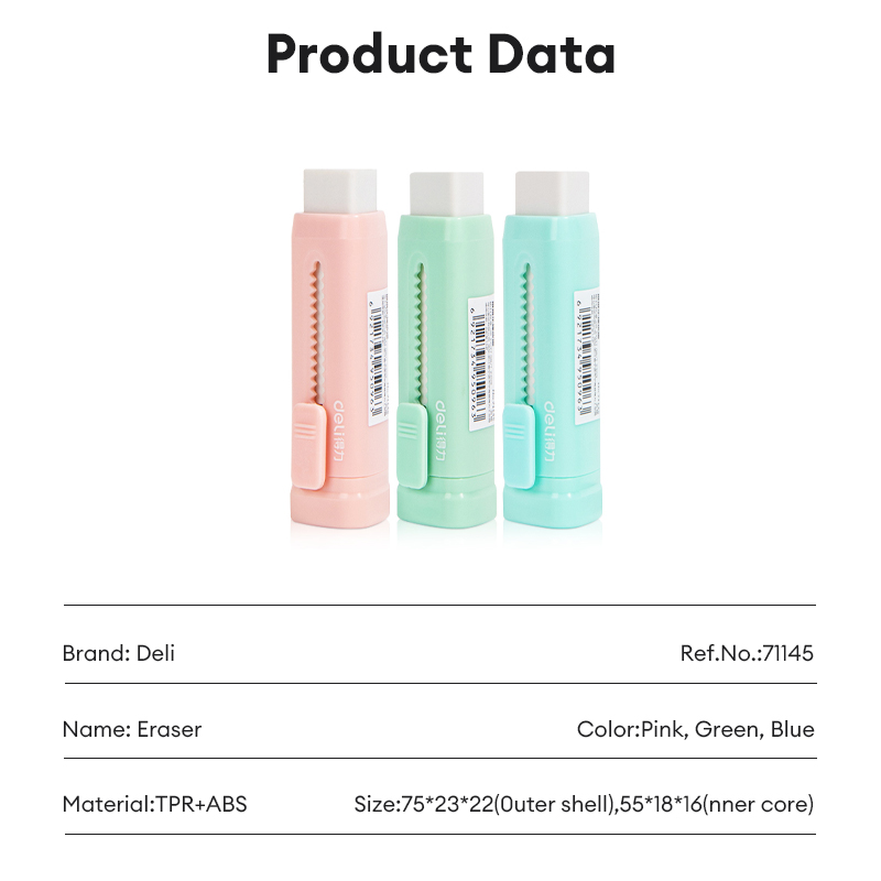 Deli Push-Tuile Eraser Soft TPR Bendable Rubber Mixed 71145 | Shopee ...