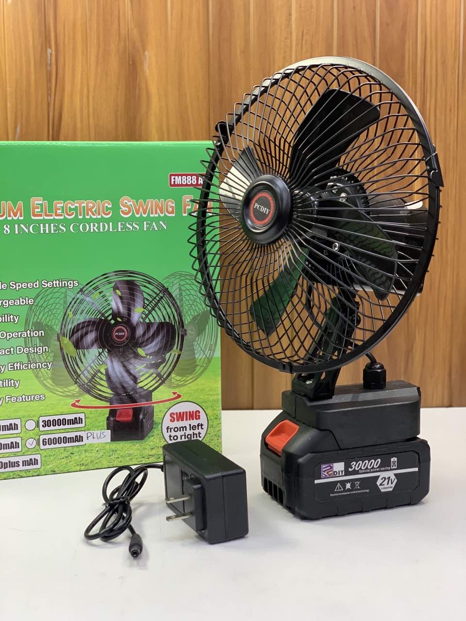 PC.DIY FM888 AIR Automatic Swing Fan 8" Lithium Rechargeable Cordless ...