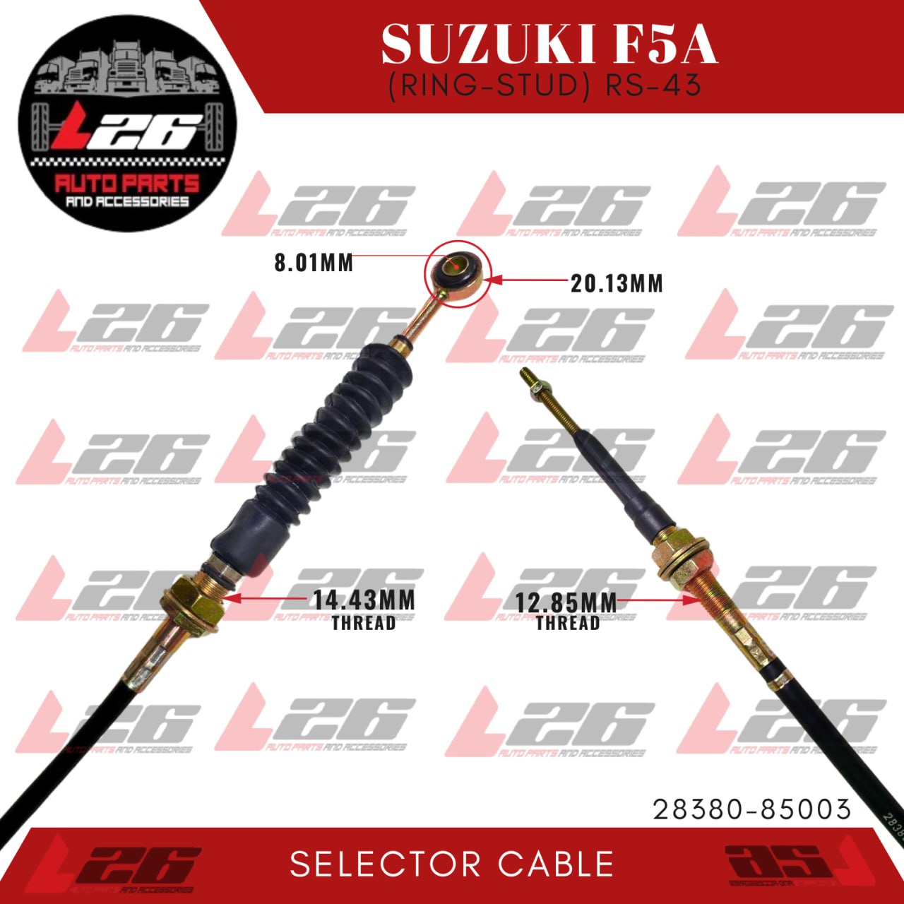 Selector Cable 43inches for Suzuki F5A Ring-Stud 28380-85003 GSK BRAND ...