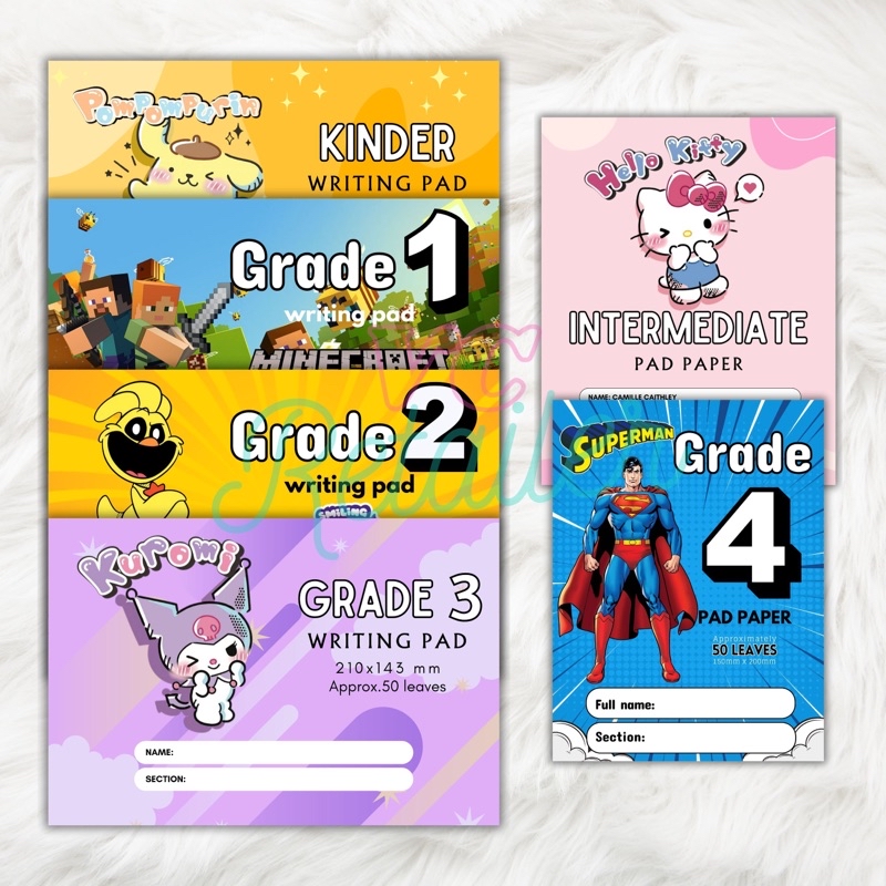 Personalized Writing Pad Pad Paper for Kinder, Grade 1, 2, 3, 4 and ...