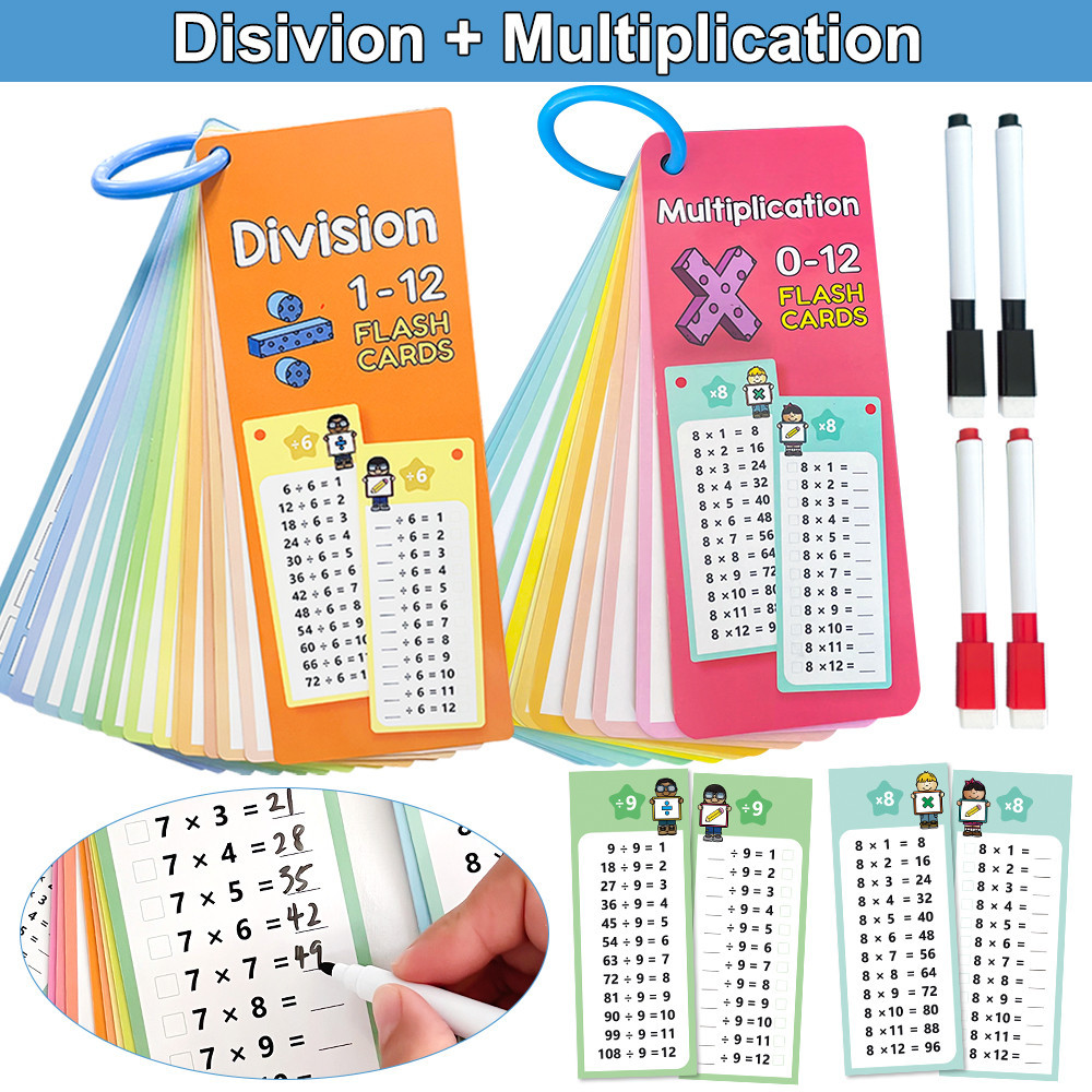 0-12 Addition Subtraction Multiplication Division Cards ,Educational ...
