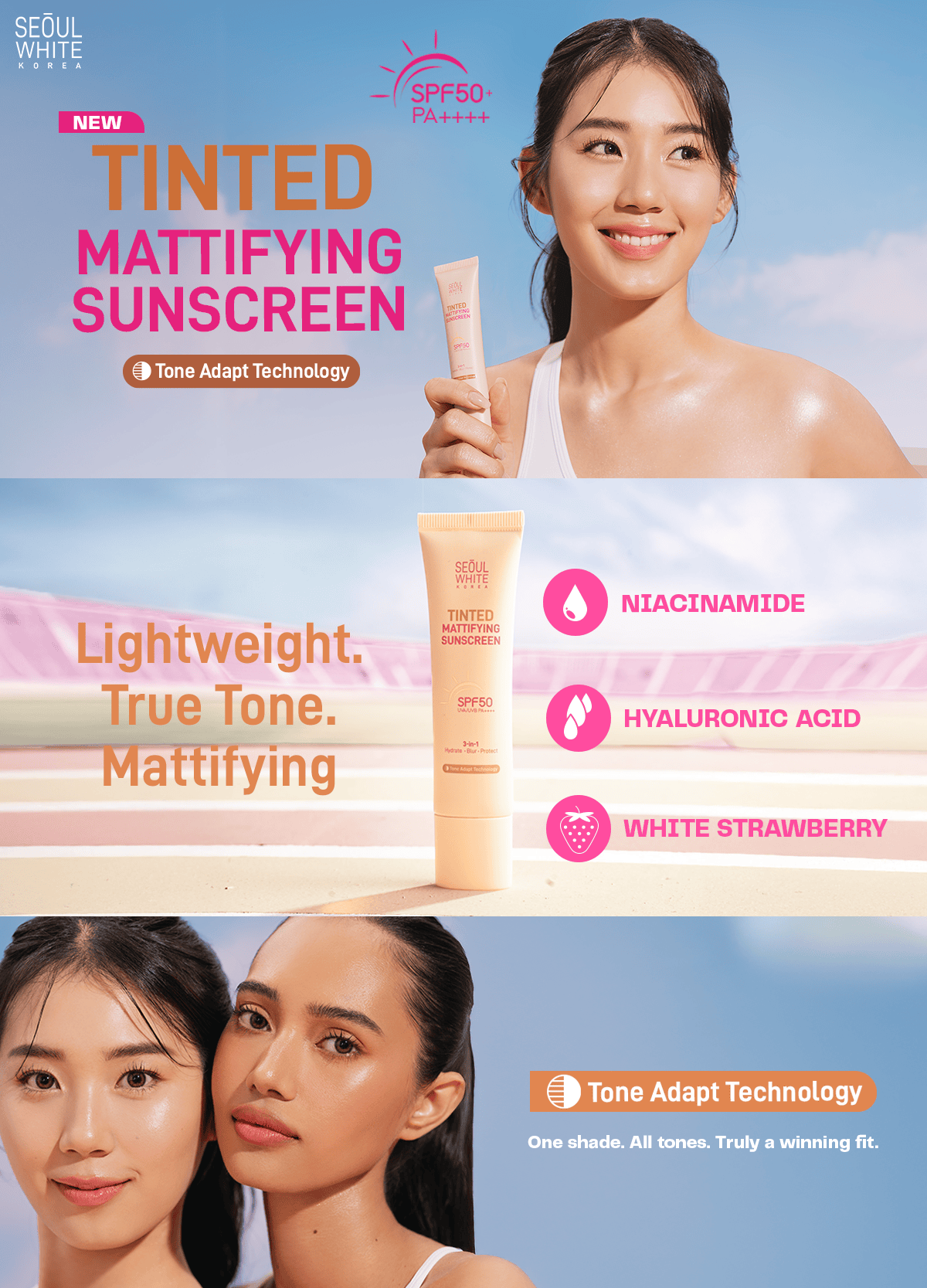 Seoul White Korea Tinted Mattifying Sunscreen Tube 30g SPF50 PA ...