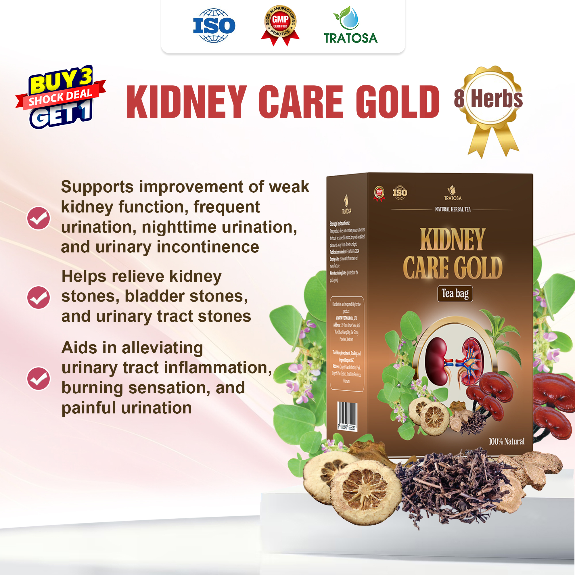 Kidney Care Gold Tea reduces nighttime urination, Kidney fomular 8 ...