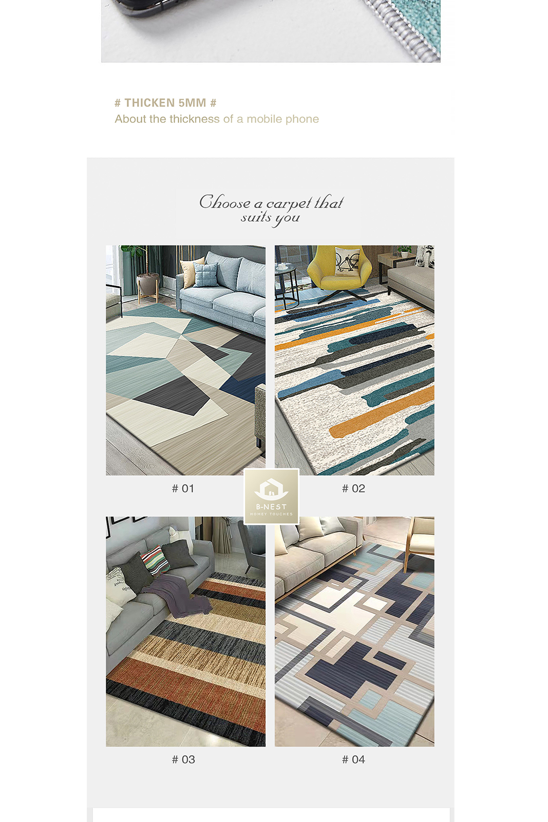 (Roll Up)B-NEST 150X180cm 3D Crystal Velvet Carpet Floor Mat Carpet Rug ...