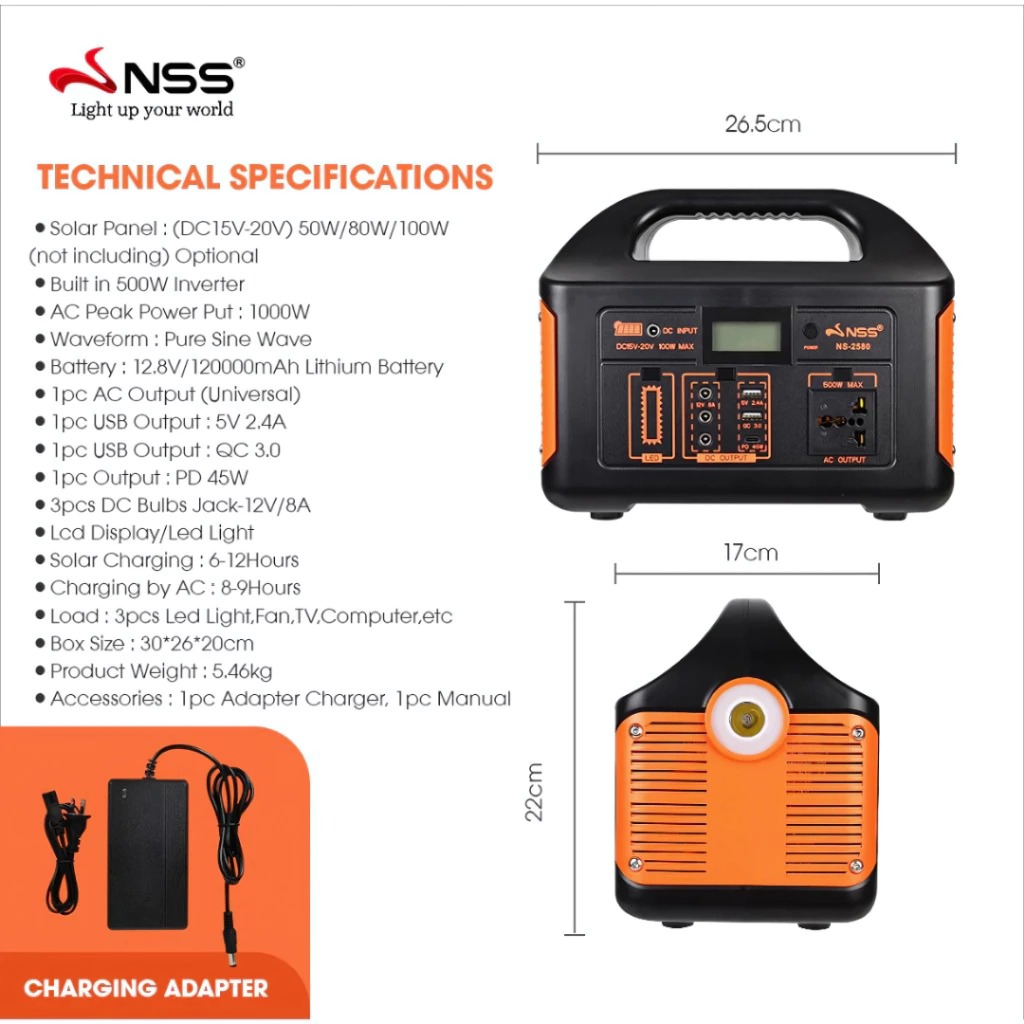 NSS 300W 80000MAH Portable Power Station with 60W Solar Panel Set for ...