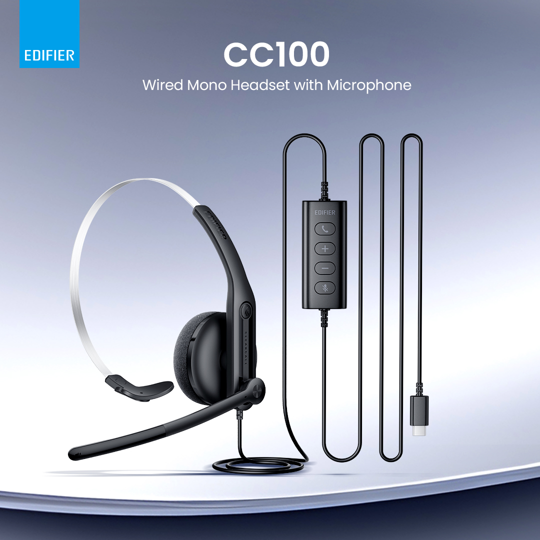 Edifier CC100 Wired Mono Headset with Microphone Built-in mics with AI ...
