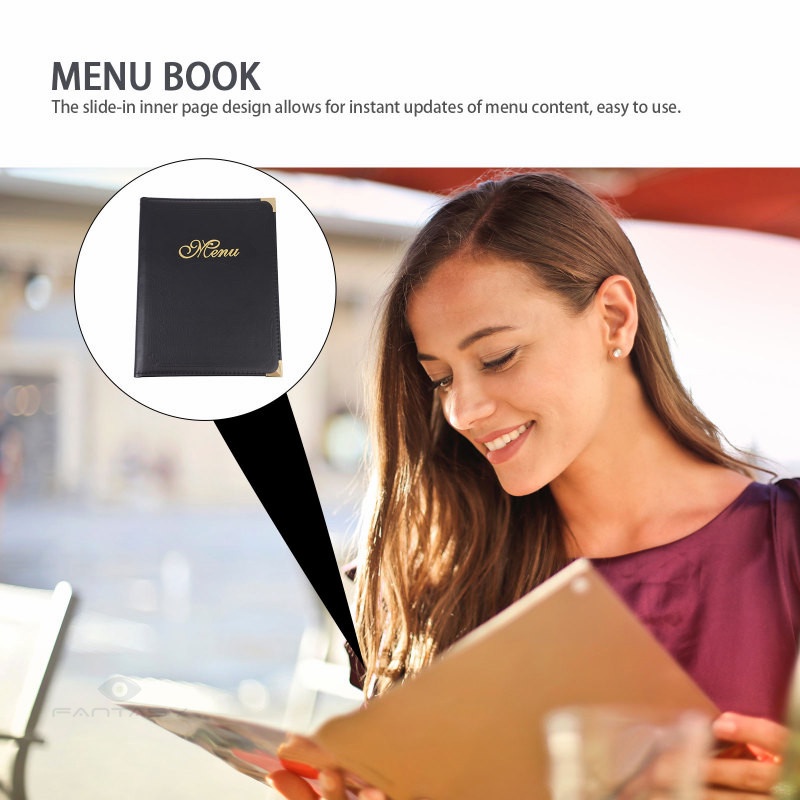 Black leather cover, high-end menu page, folder, bookshelf, flexible ...