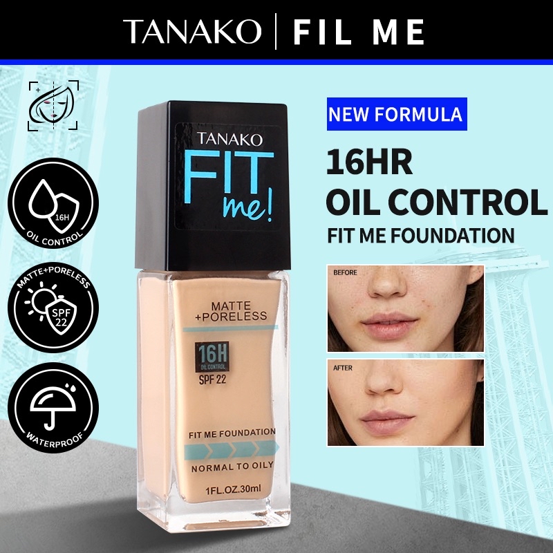J&r FDA TANAKO FIT ME Matte + Poreless Liquid Foundation SPF 22 ...