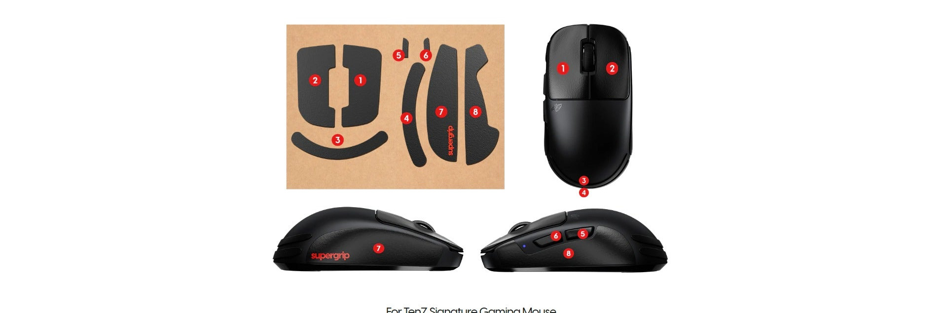 Pulsar Supergrip Mouse Grip Tape Pre-Cut for Pulsar Tenz Signature ...