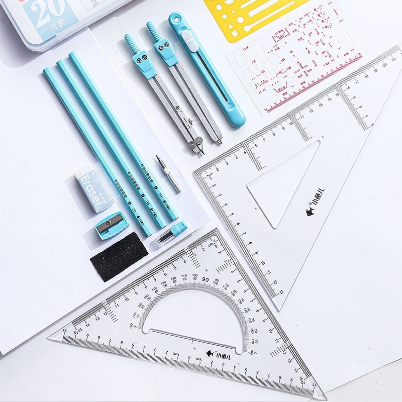 Geometry Tools Set with Compass Protractor Triangle Rulers Exam ...
