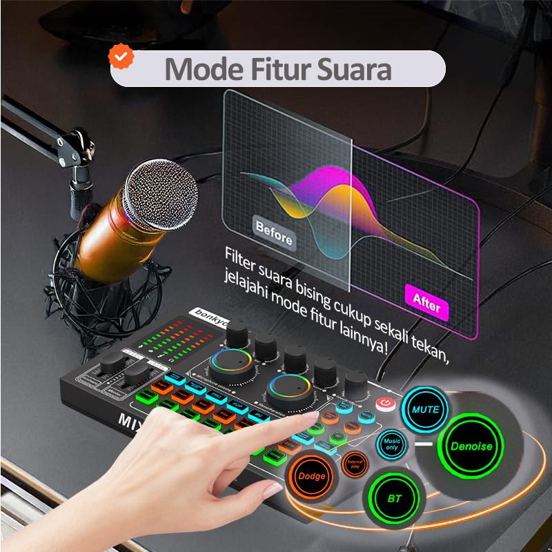 bonkyo F999 Live Soundcard Audio Mixer with Effects Audio Interface ...