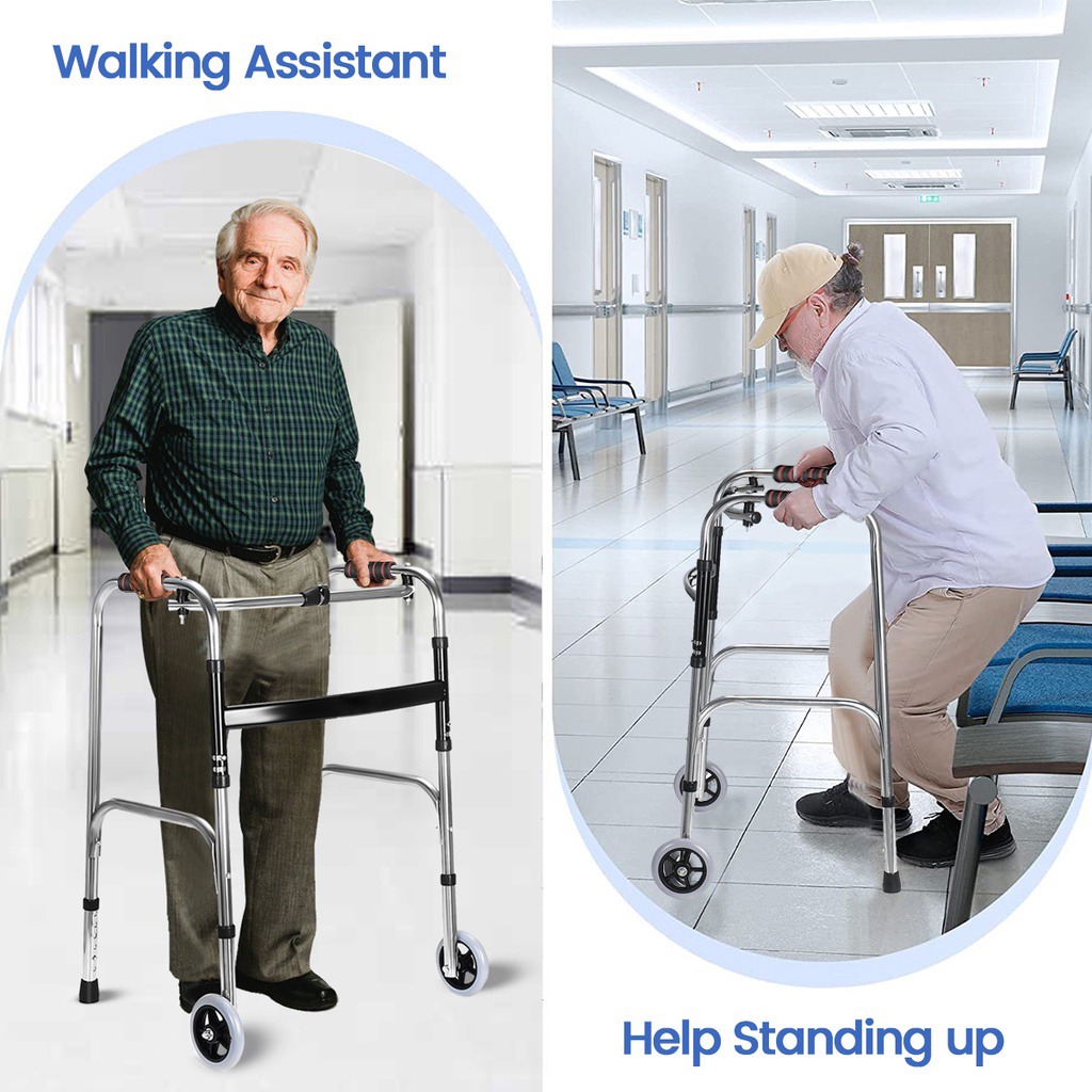 Adult Walker With Rubber Wheels and Shower Chair Stainless steel ...