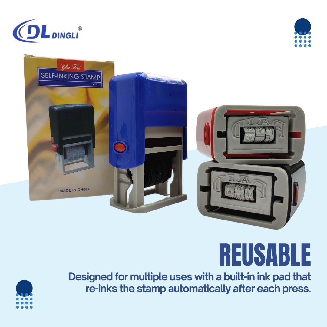 DingLi Paid Receive Plain Date Self Inking Stamp for Office and ...