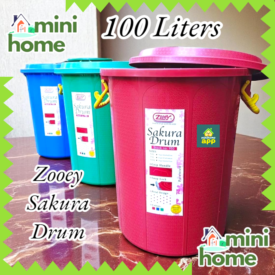 100 LITERS Sakura DRUM with cover and handle water container DRUM CONTAINER | Shopee Philippines
