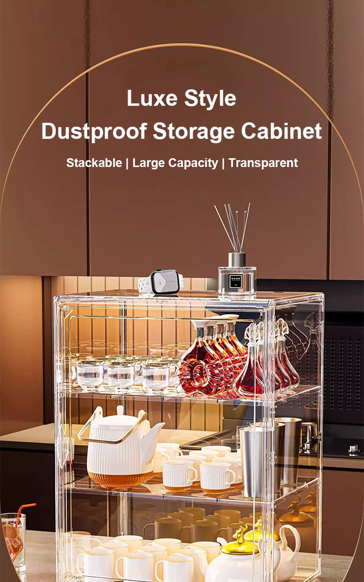 3 Layers Magnetic Acrylic Display Case Dustproof Cup Display Case ...