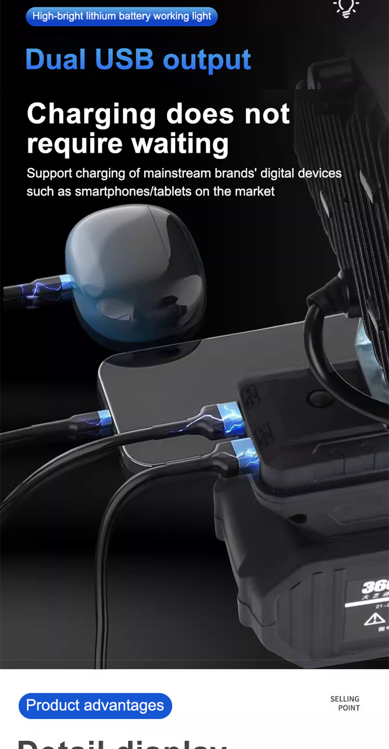 Portable 8" Cordless LED Work Light Spotlight For Li-ion Battery ...