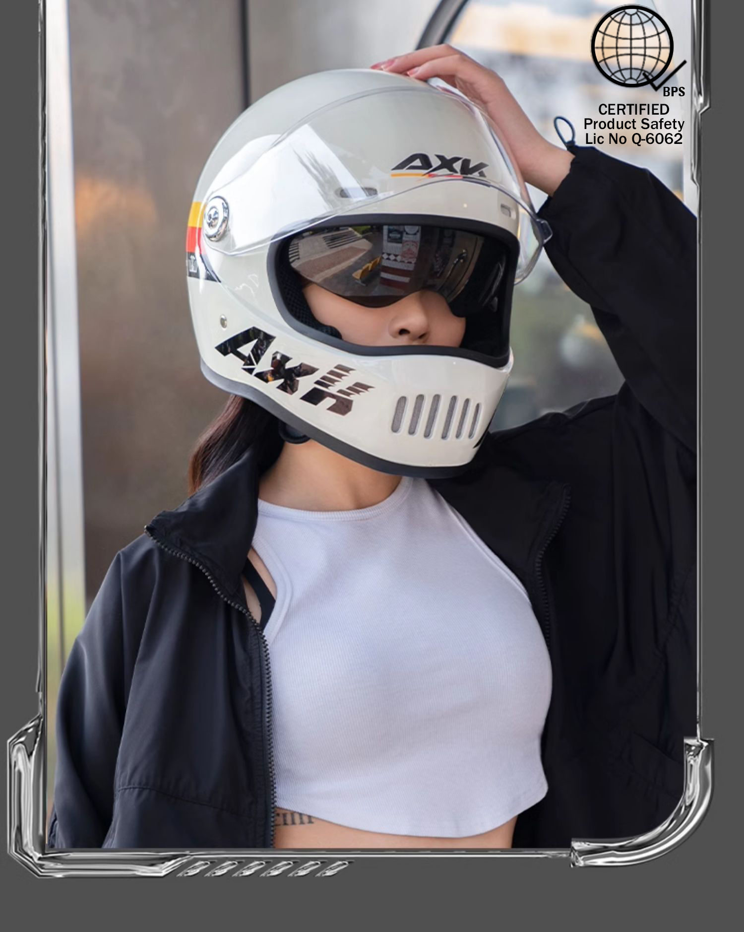 AXK 901 Double Miorr Motorcycle Full Face Helmet With ICC Sticker ...