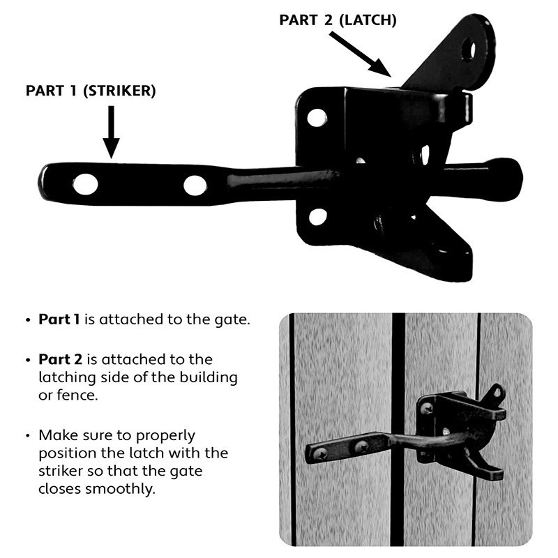 114mm Self Locking Fence Latch Steel Automatic Gravity Gate Lock Steel ...