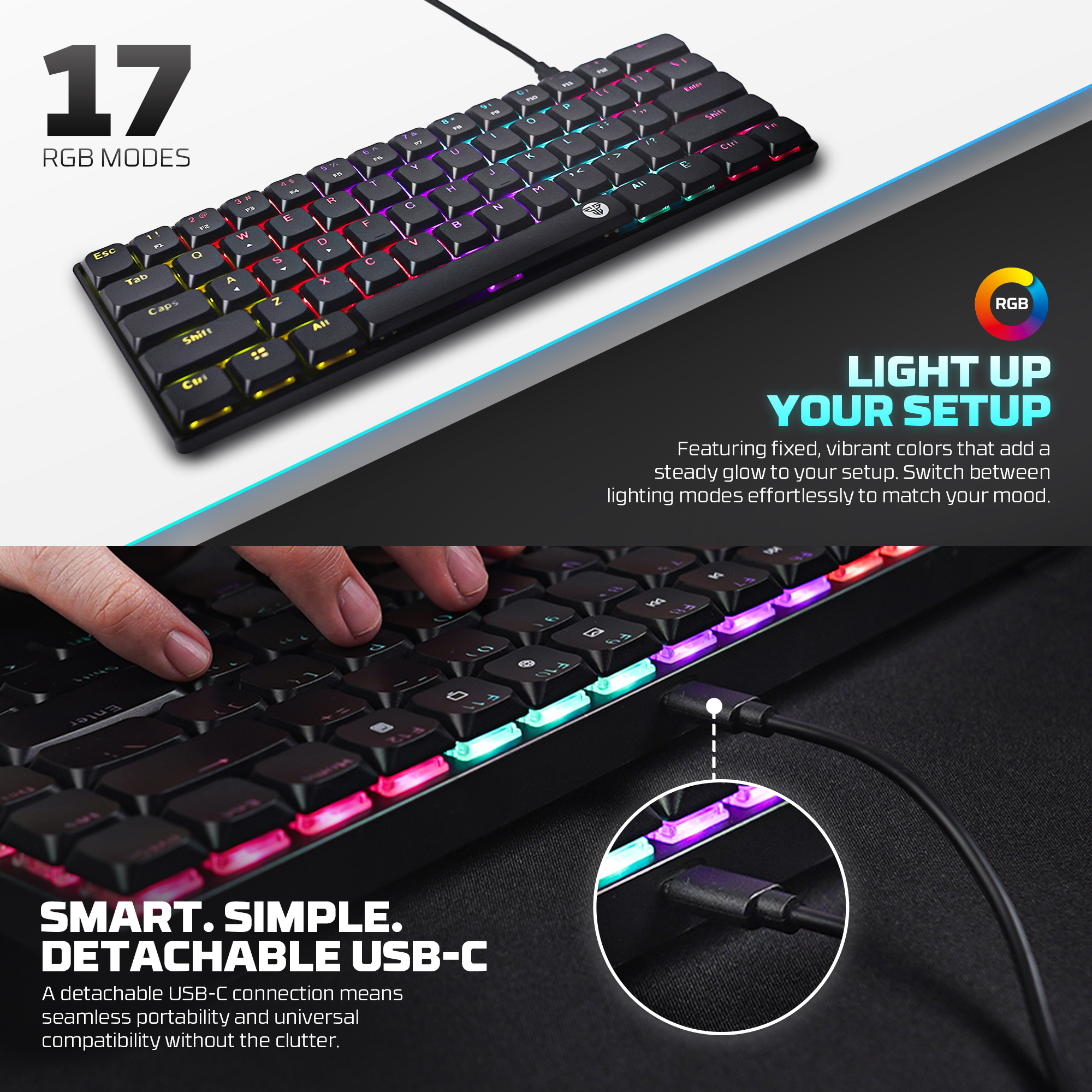 Fantech ATOM AIR61 MK311 Low-Profile Mechanical Gaming Keyboard Ultra ...