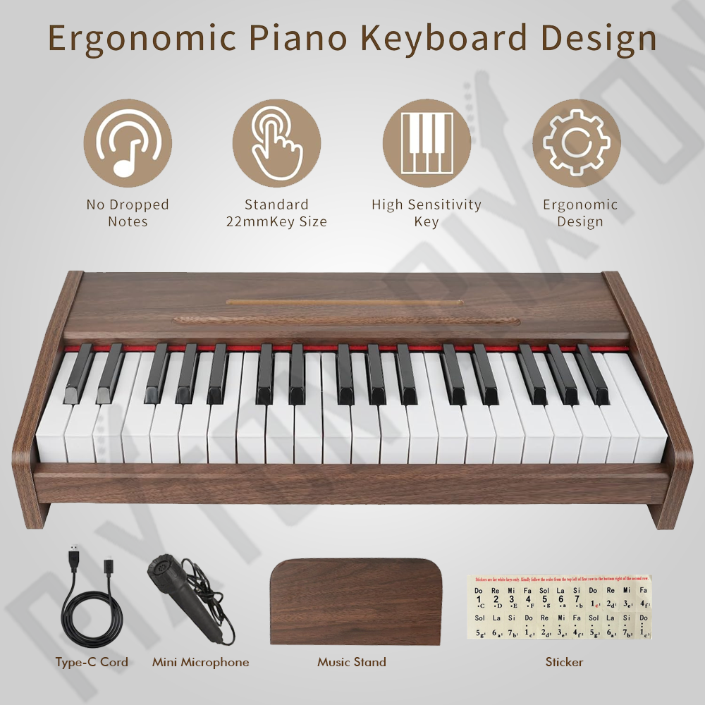 Rixton 37 Keys Digital Wood Piano Real Keyboards Semi Weighted Keys ...