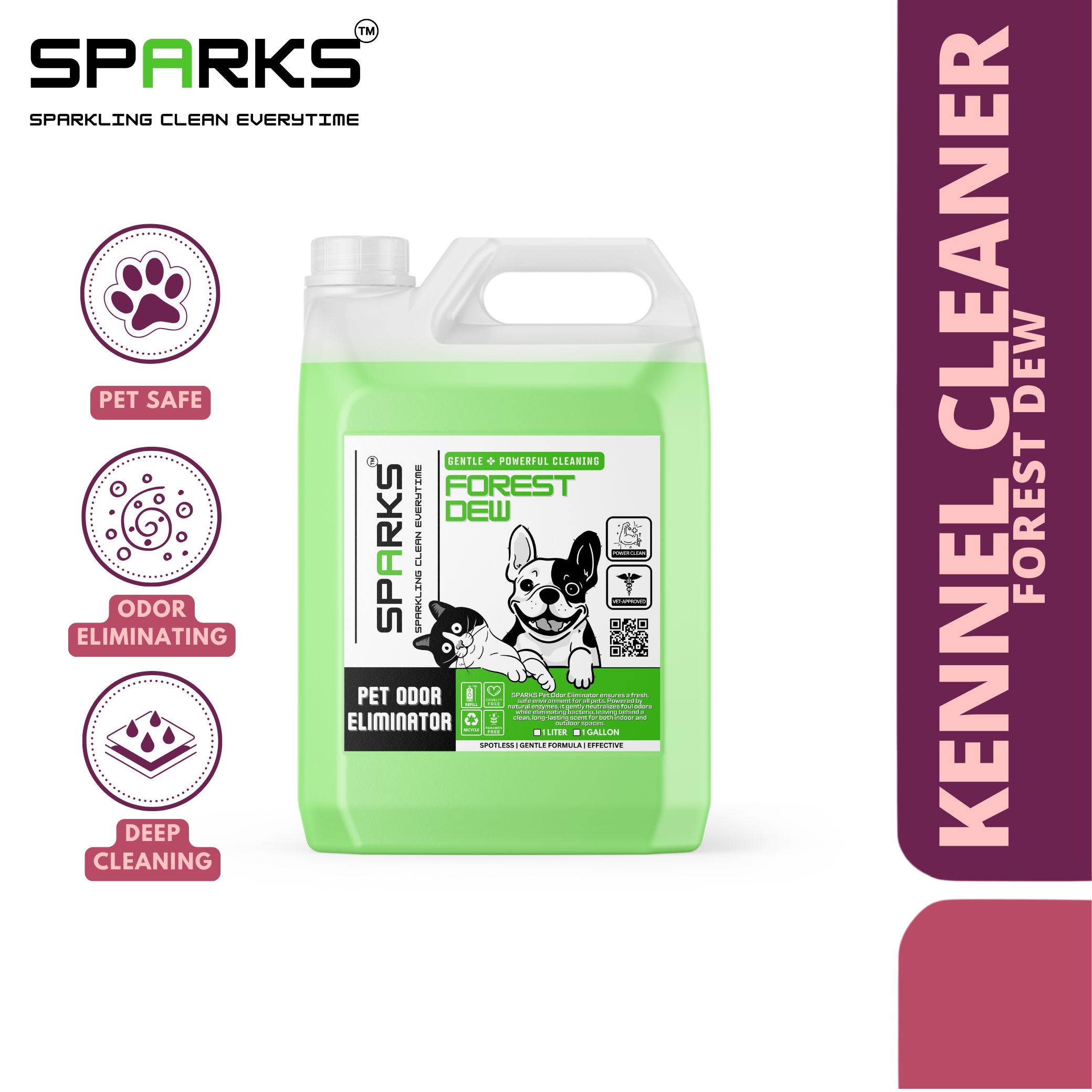 Sparks 1 Gallon Pet Odor Eliminator & Enzyme Disinfectant – Dog & Cat ...