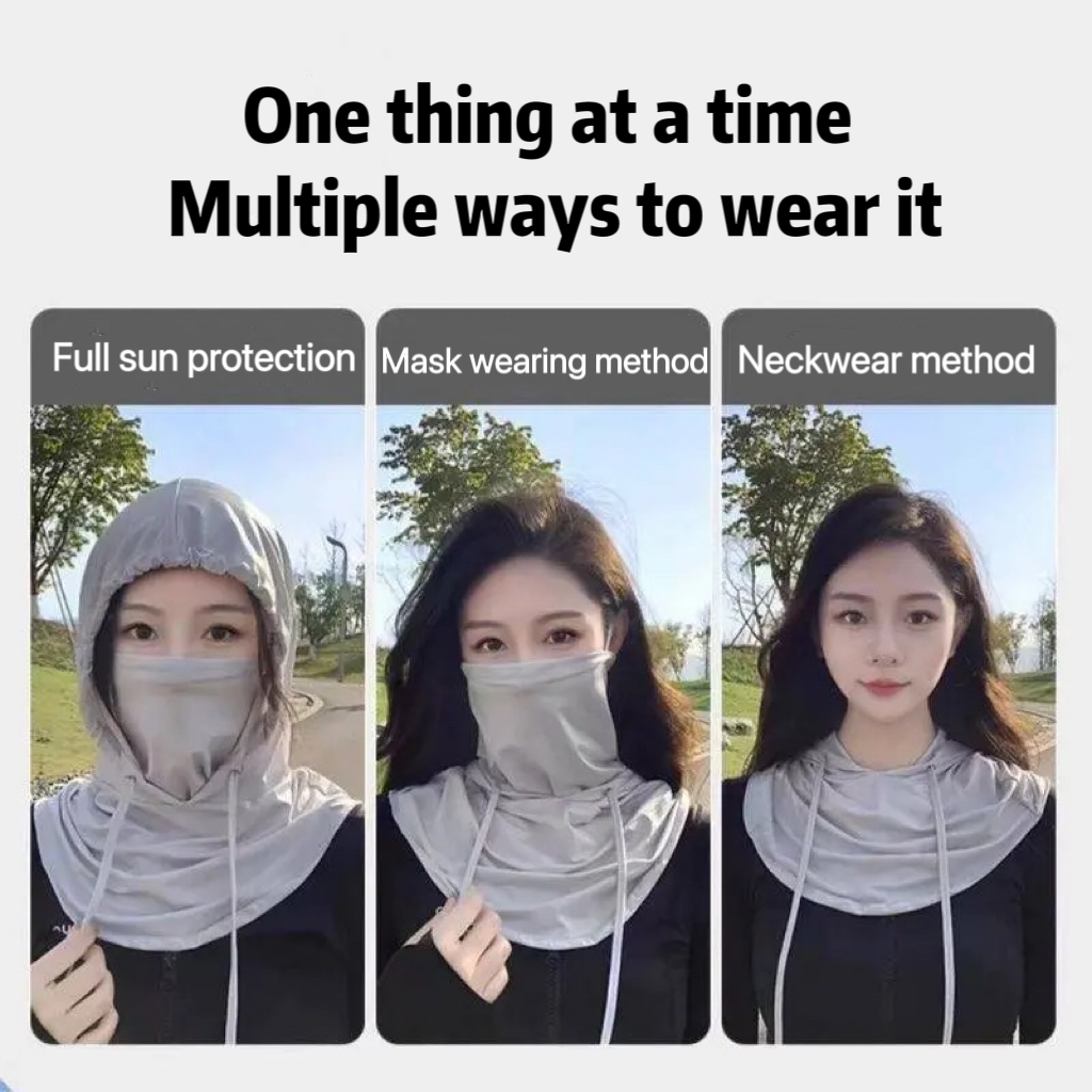 New Ice Silk Sunscreen Face Mask Anti-UV Full Face Sunscreen Breathable ...