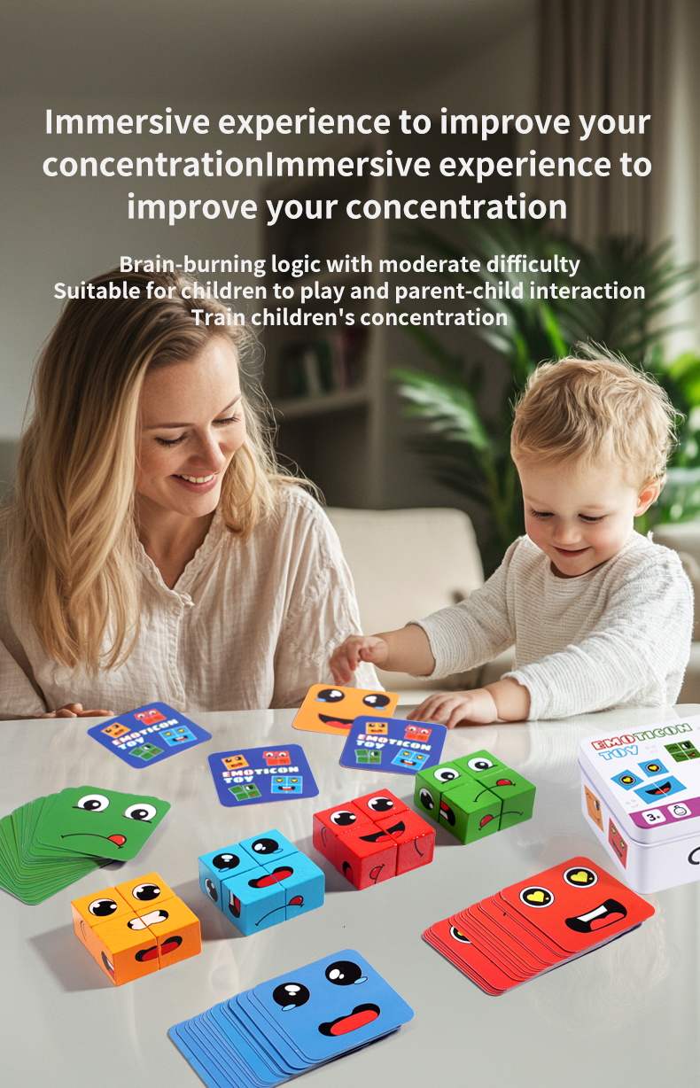 Timi 72pcs Cards Wooden Face Changing Educational Magic Cube Building ...