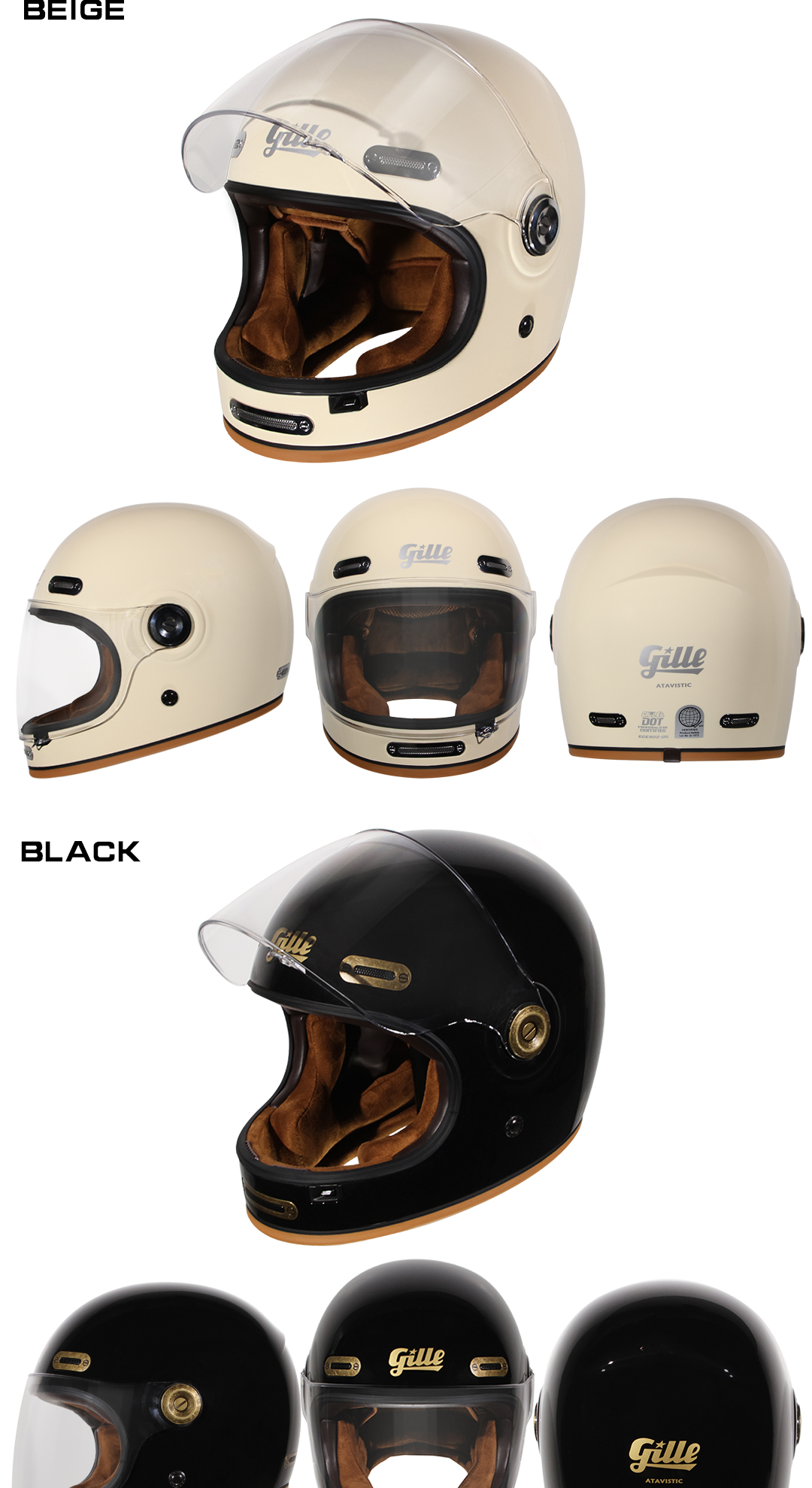 GILLE Classic HELMET 853 ATAVISTIC Full Face Motorcycle Helmet full ...
