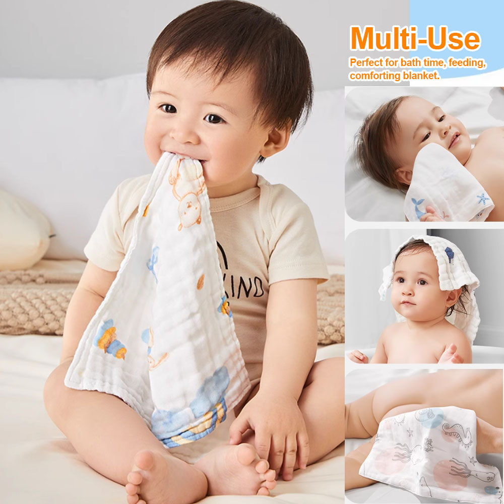 5PC Large Baby Face Towel 100% Organic Cotton Ultra-Soft Newborn Bimpo ...
