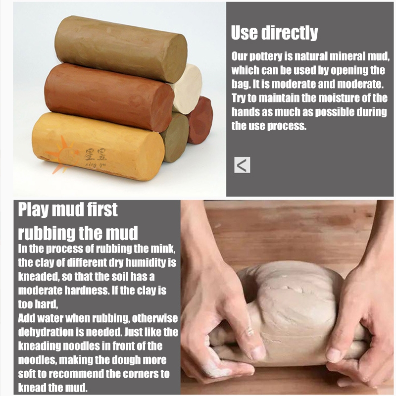 Non-Toxic Pottery Clay Air-Dried Self-Hardening Shaping Clay Pottery ...