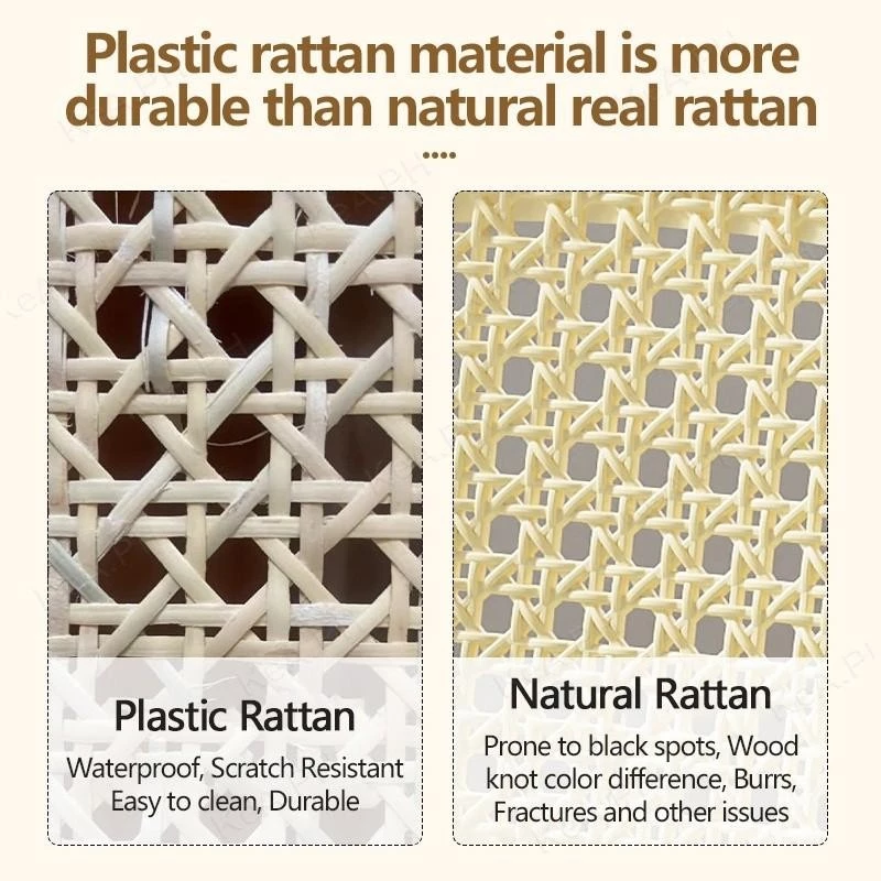 Nordic Thick Rattan Chair With Backrest Plastic Vine Woven Stackable ...