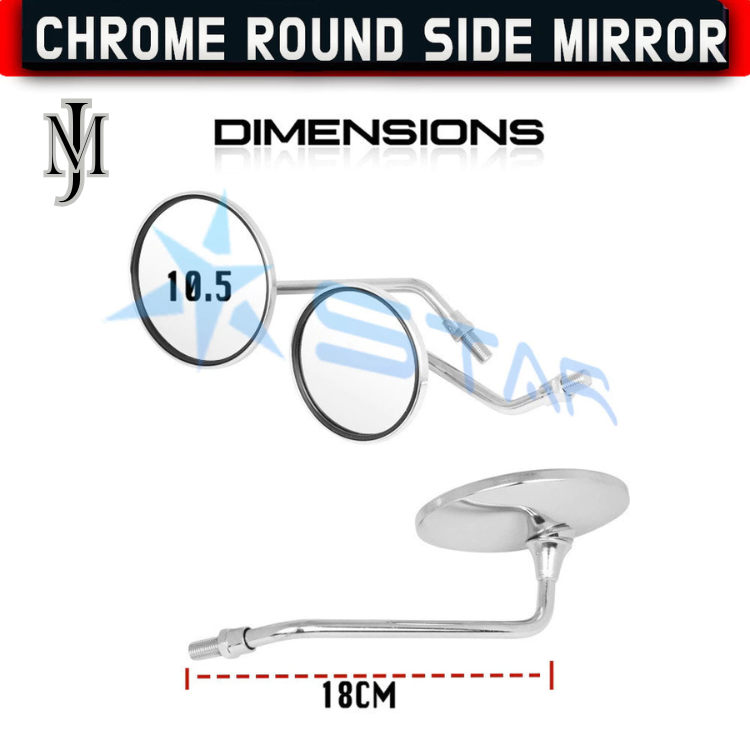 YAMAHA MIO FAZZIO JM Classic Round/ Bilog Chrome Plated Long Stem Side ...