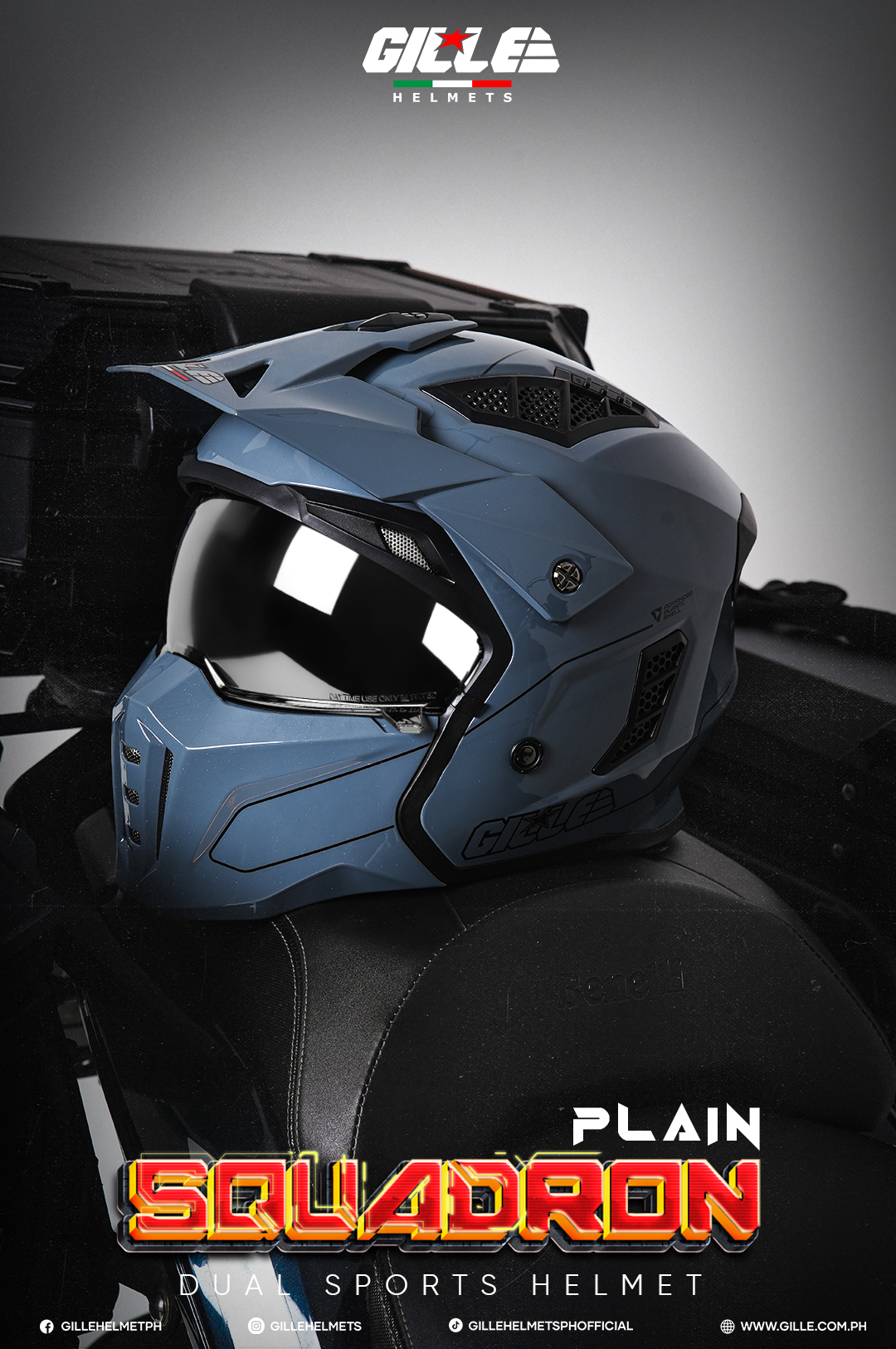 GILLE YM-926 SQUADRON Modular Helmet Motorcycle Convertible Full Face ...