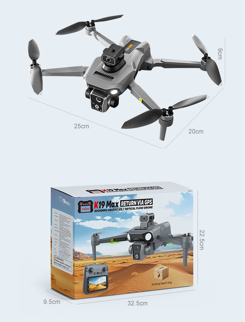 【NEW】K19MAX GPS Drone with Camera HD 4K Drone 5G WIFI 4.5 Inch LCD Screen Brushless Motor FPV ...