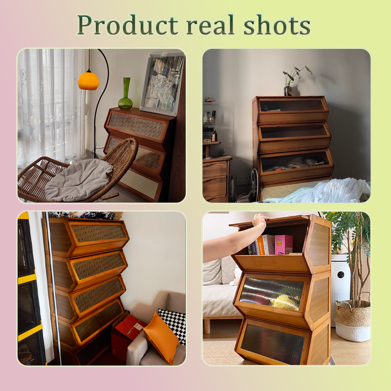 Bamboo Storge Organizer Flip Top Stackable Box Organizer Storage home ...