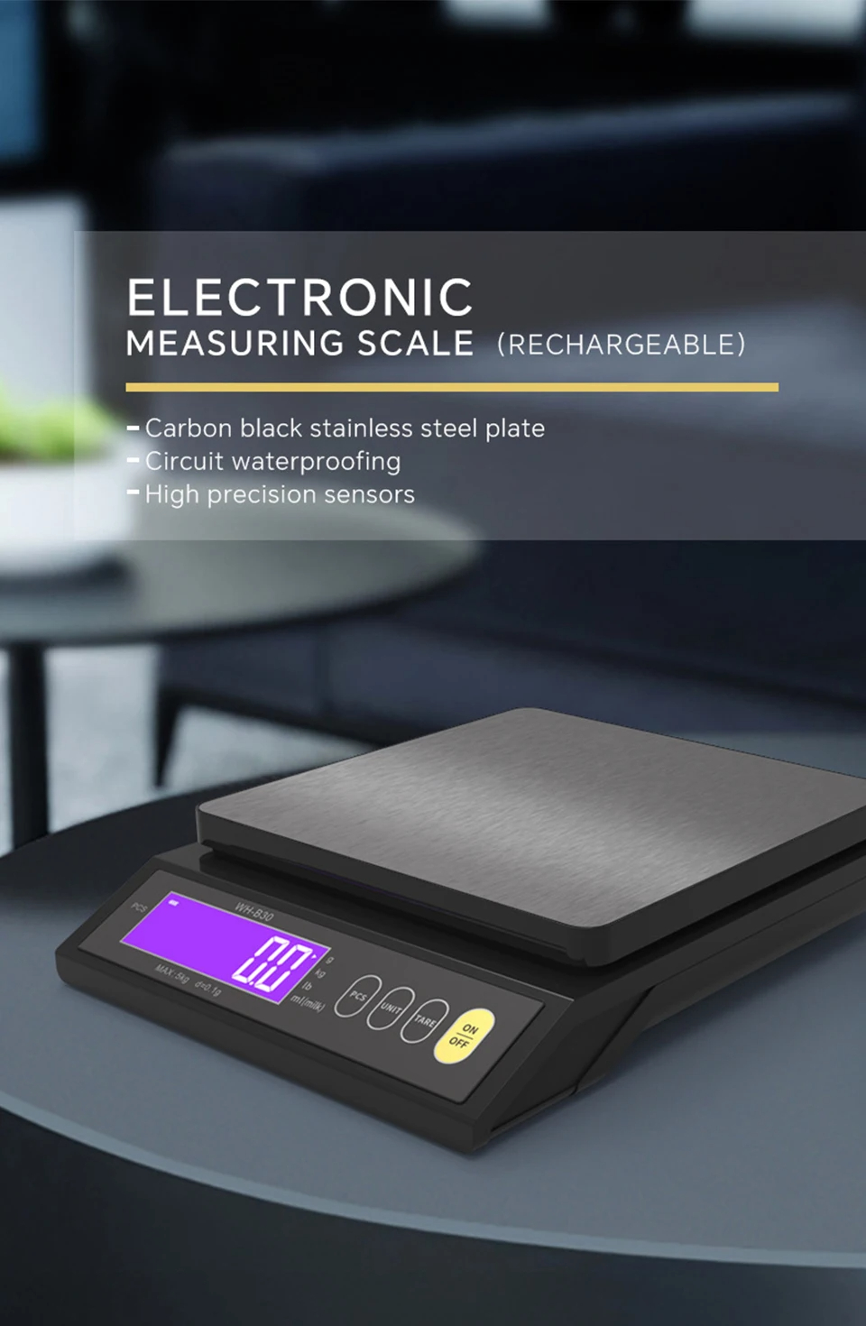 Rechargeable electronic scale 5kg/10kg kitchen stainless steel ...