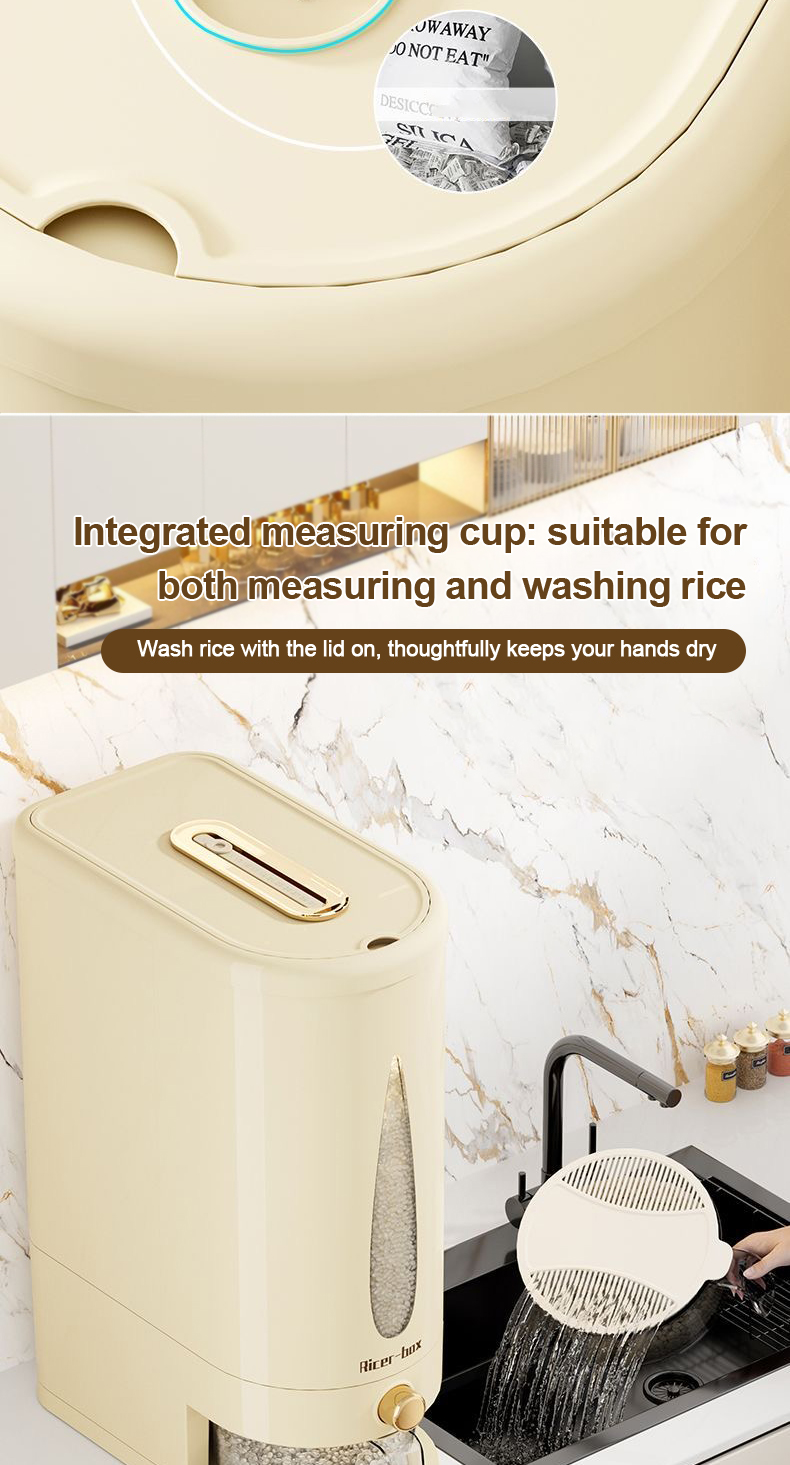 Automatic Rice Dispenser Box Keep Clear Rice Bucket Insect Fresh Large ...