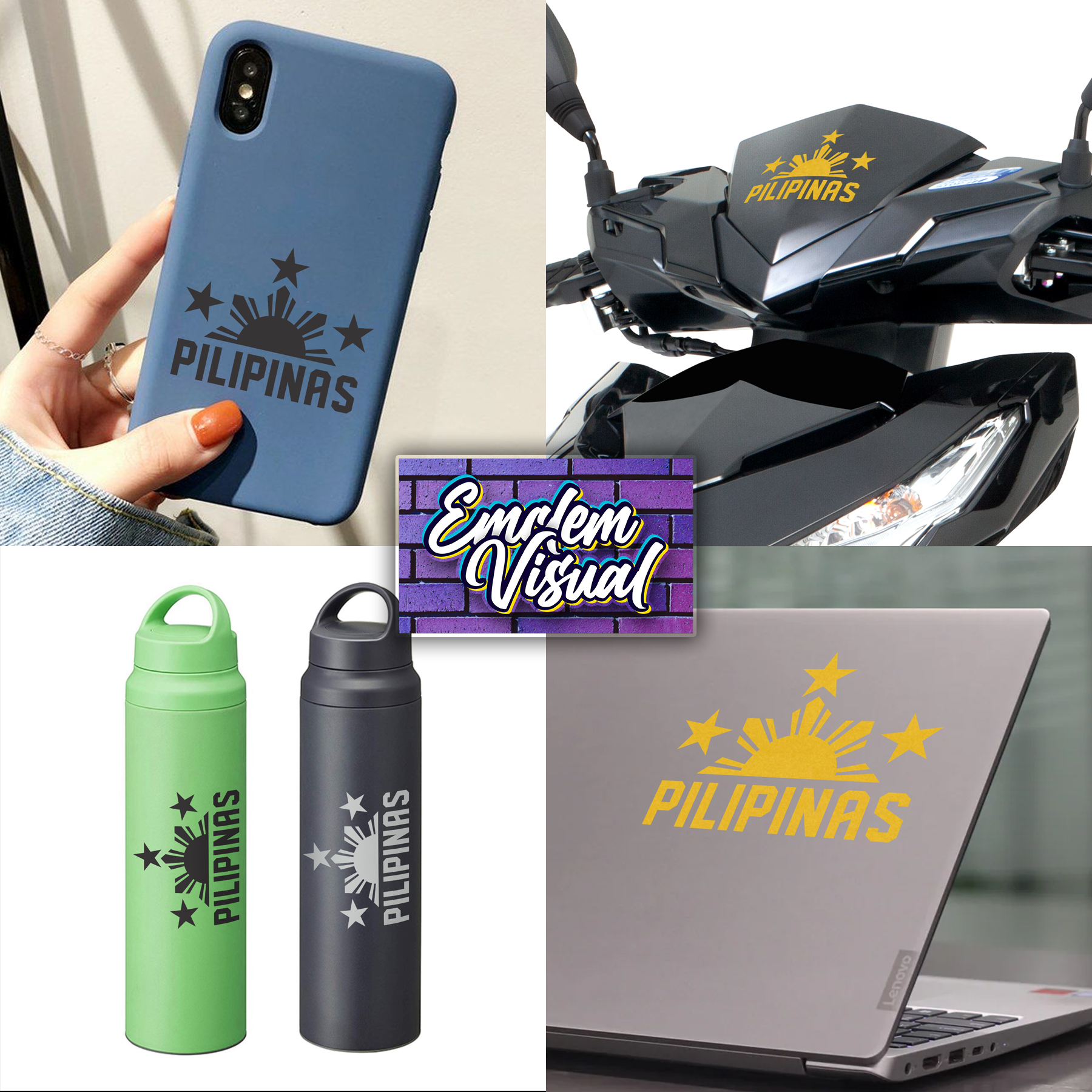 3 Stars and a Sun WATERPROOF STICKER vinyl decal (Pilipinas Flag) for ...