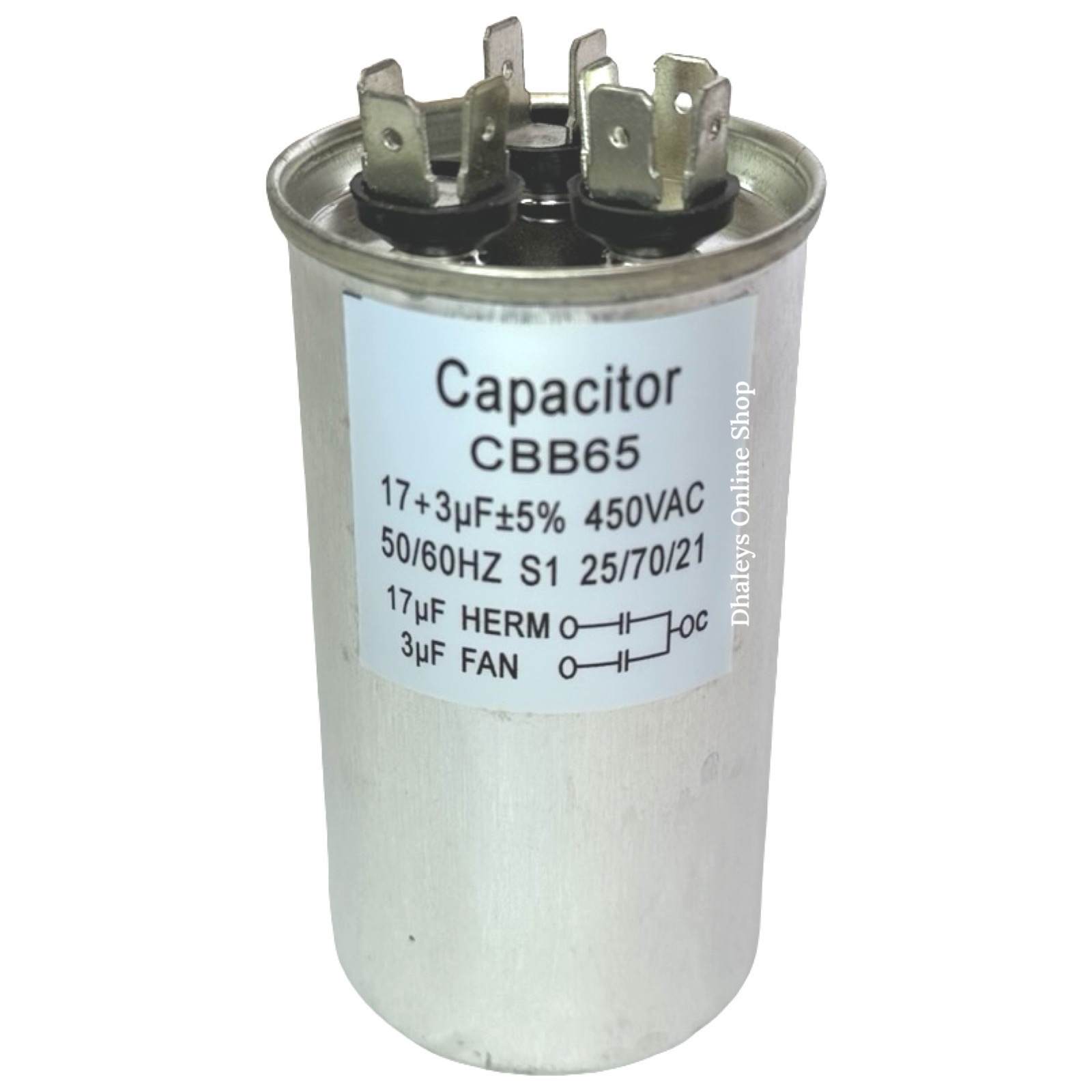 Metal Aircon Capacitor 17+3 Dual Capacitor 17uf + 3uf 450VAC Dual Run ...