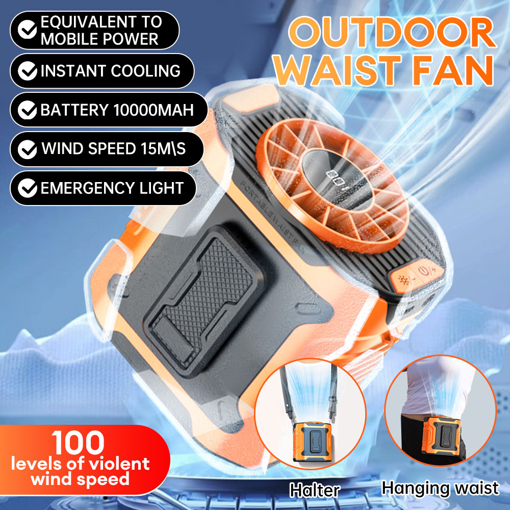 Rechargeable 10000mAh 100 Levels of Strong Wind Portable Handheld Waist ...