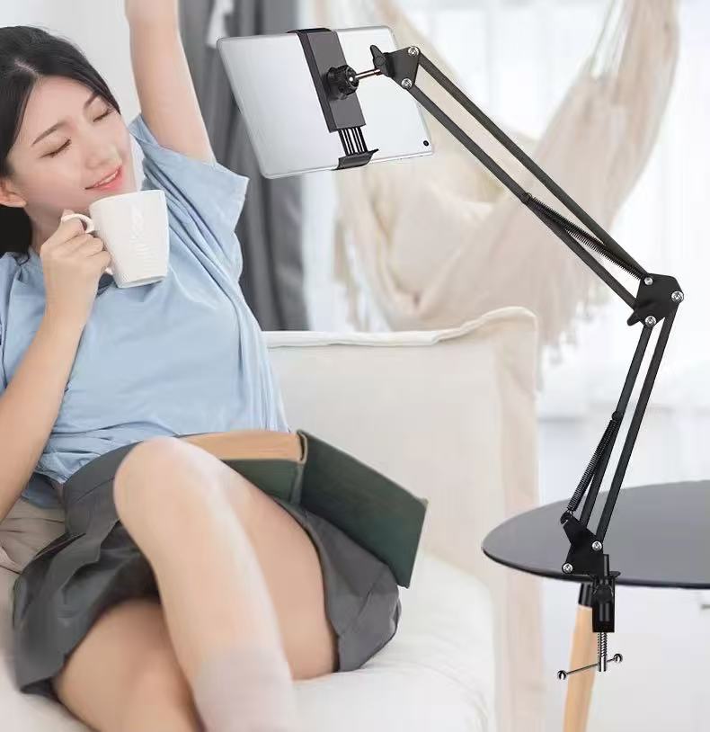 Aluminum 360° Tablet & Phone Stand - Adjustable Long Arm Holder For Bed/Desk, Lazy Neck Saver ...