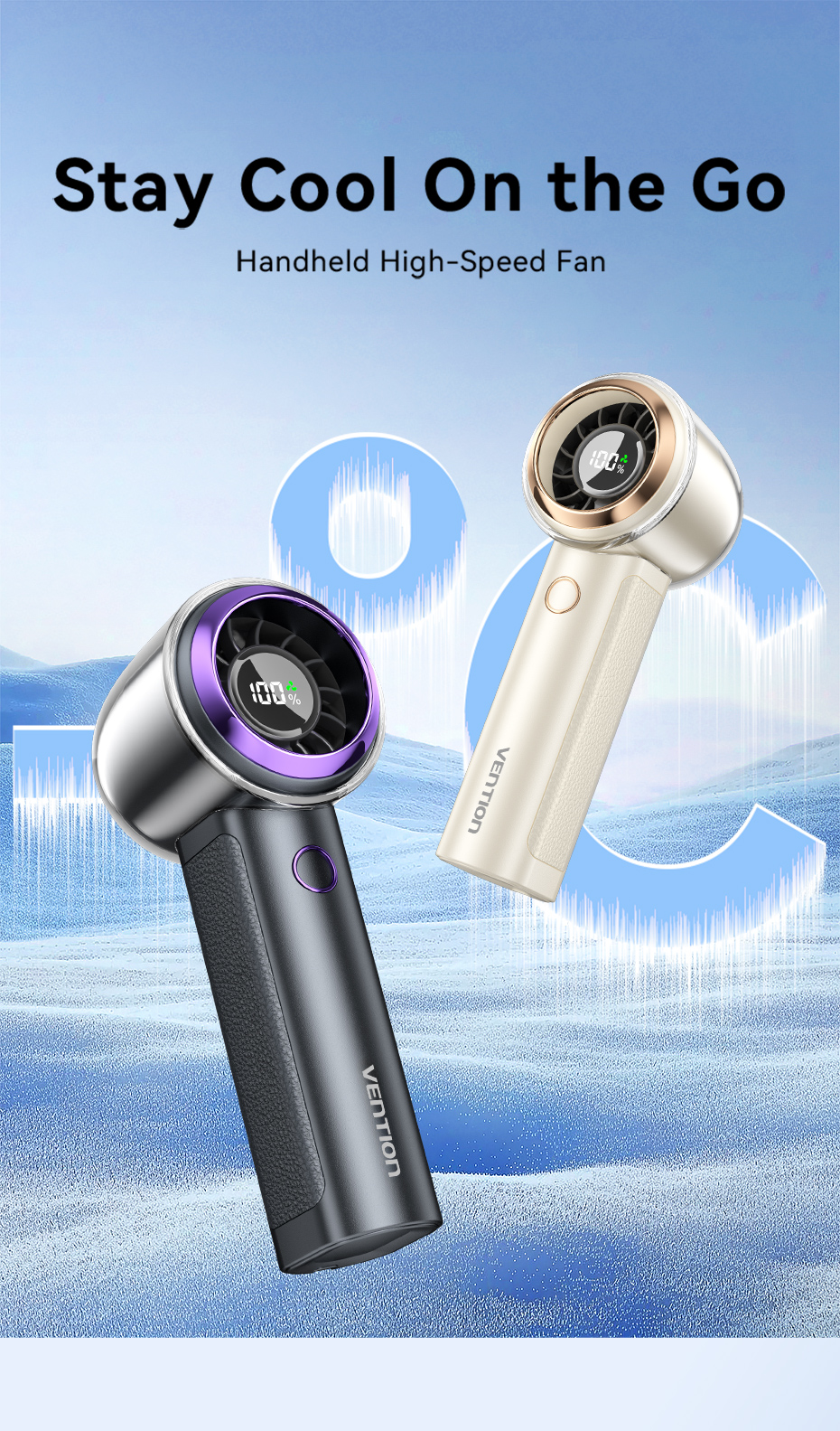Vention Handheld Fan Mini Rechargeable Jet Fan 13000RPM 0-100 ...