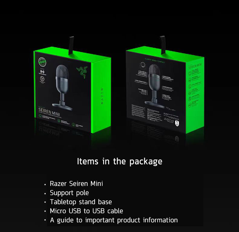 Razer Seiren Mini Black Mic Razer Microphone Razer Ultra-compact ...