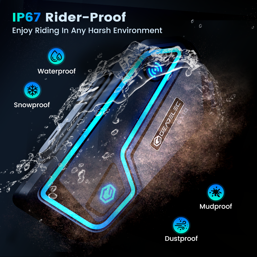 GEARELEC GX10 Motorcycle Helmet Intercom Headset For 10-Riders 2000M ...